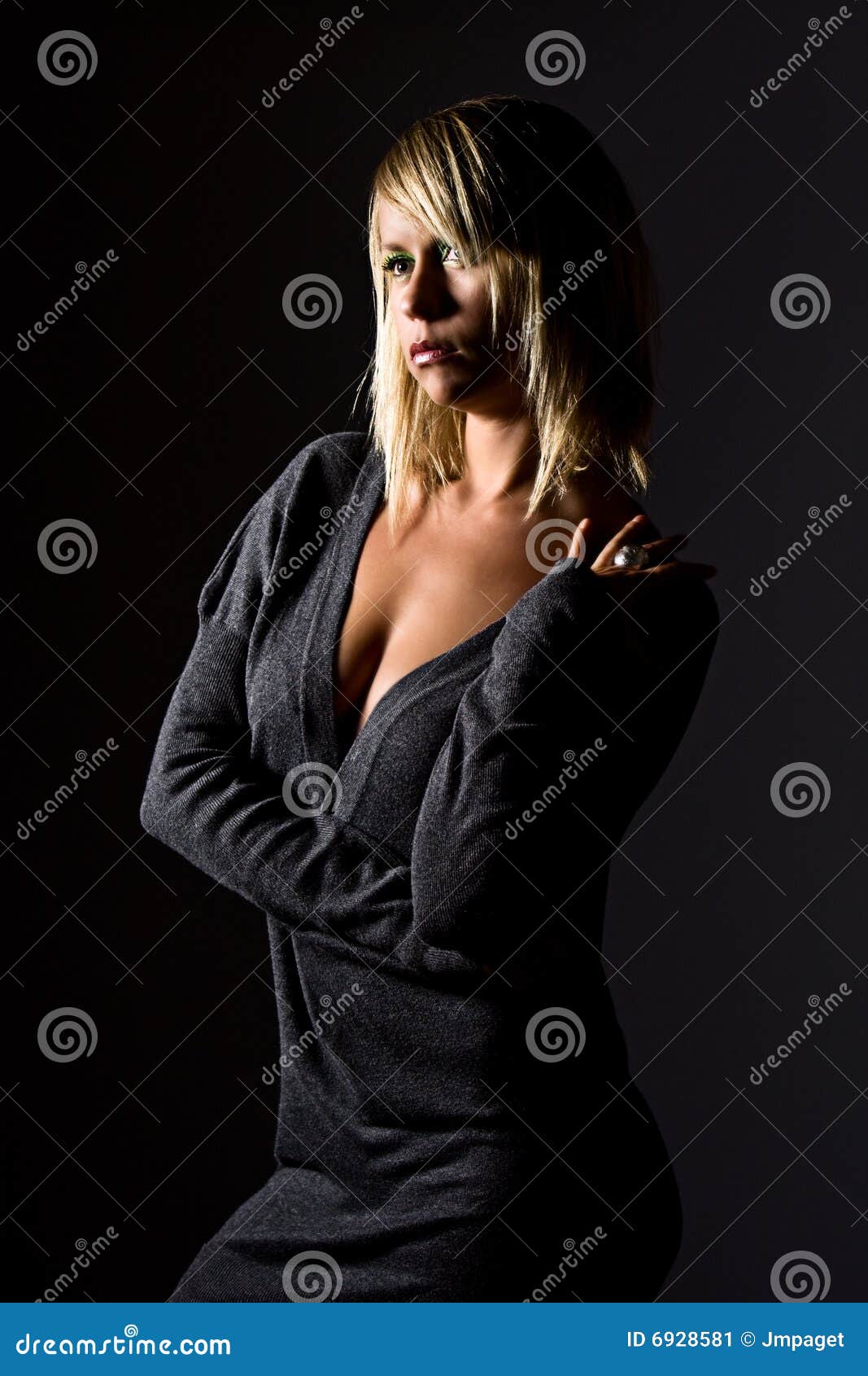 Beautiful Blonde Girl In Grey Dress Stock Image Image Of Person