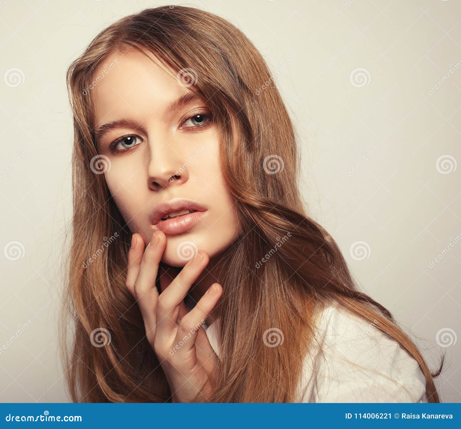 Beautiful Blonde Girl Portrait With Healthy Hair Stock Image Image Of