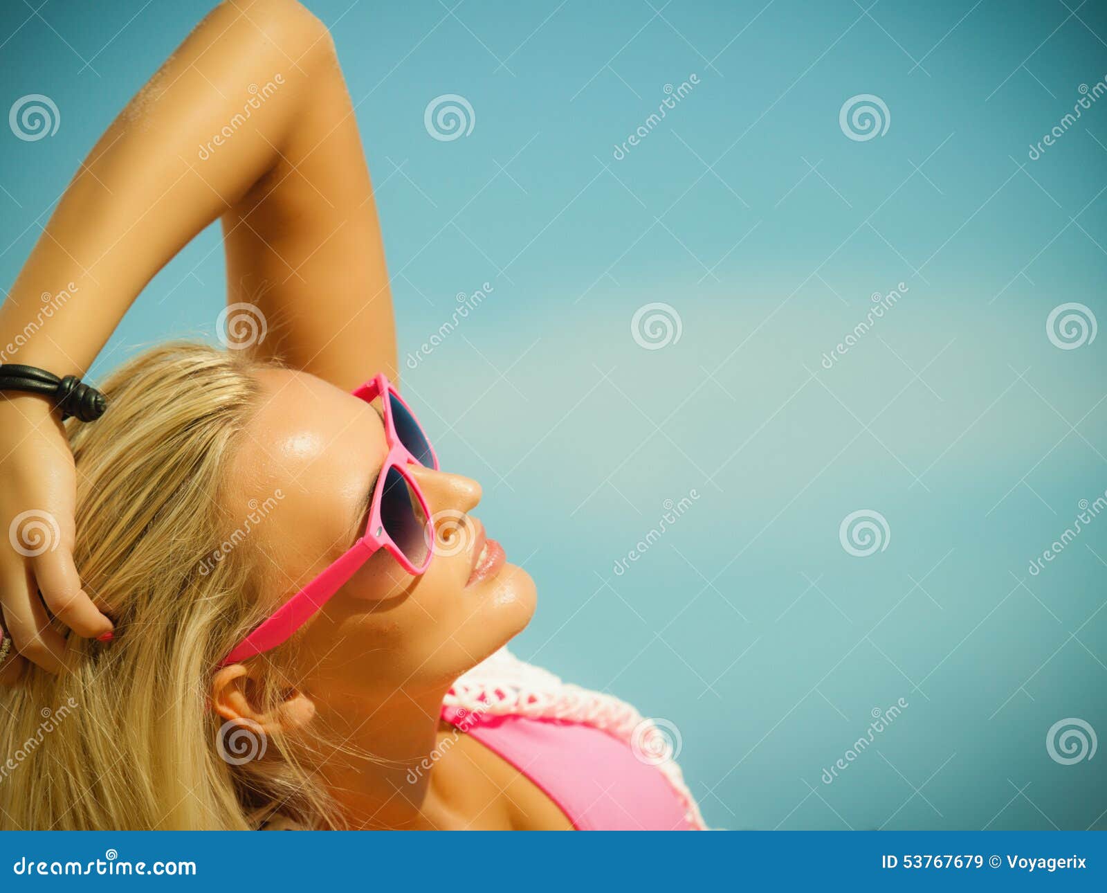 Beautiful Blonde Girl In Sunglasses Outdoor Stock Image Image Of