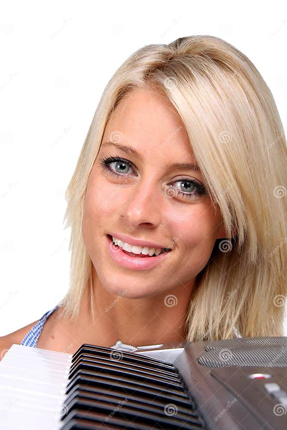 Beautiful Blonde Keyboard Player Stock Image - Image of beautiful ...