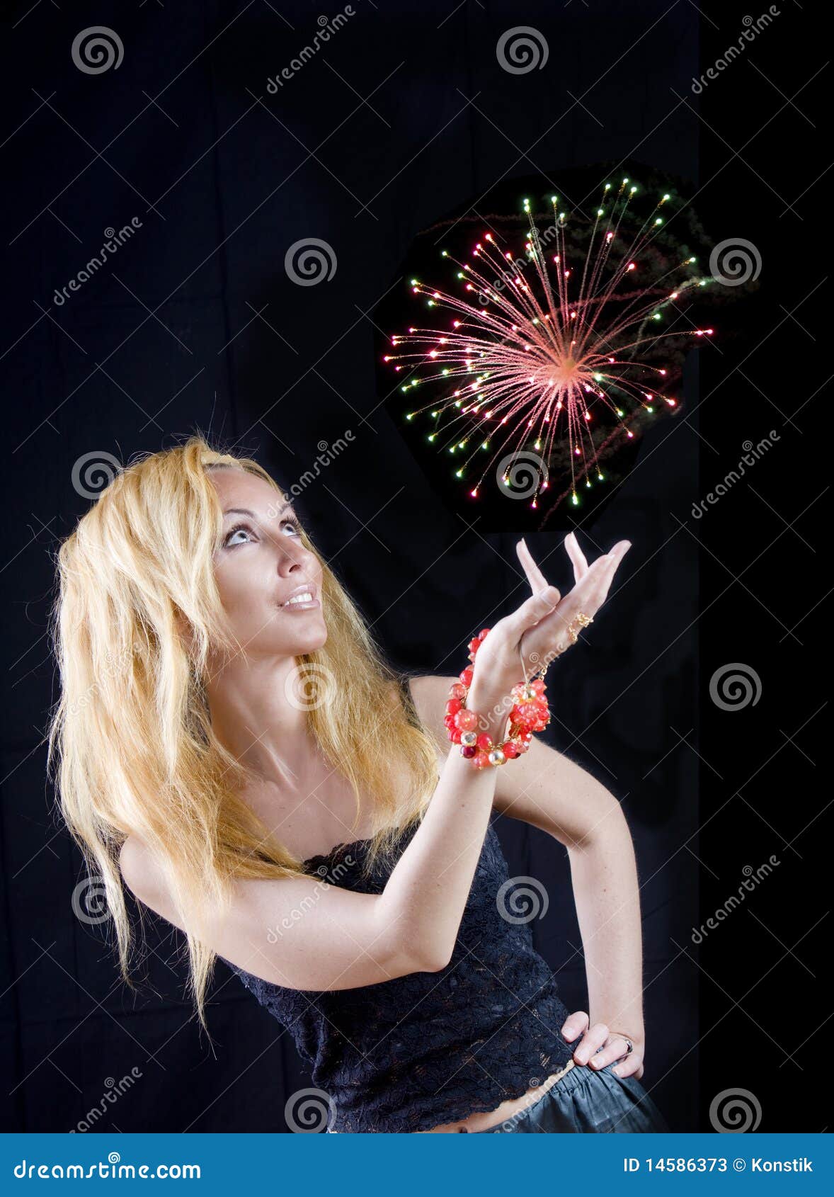 Beautiful Blonde Magician with Firework Stock Image - Image of lady ...