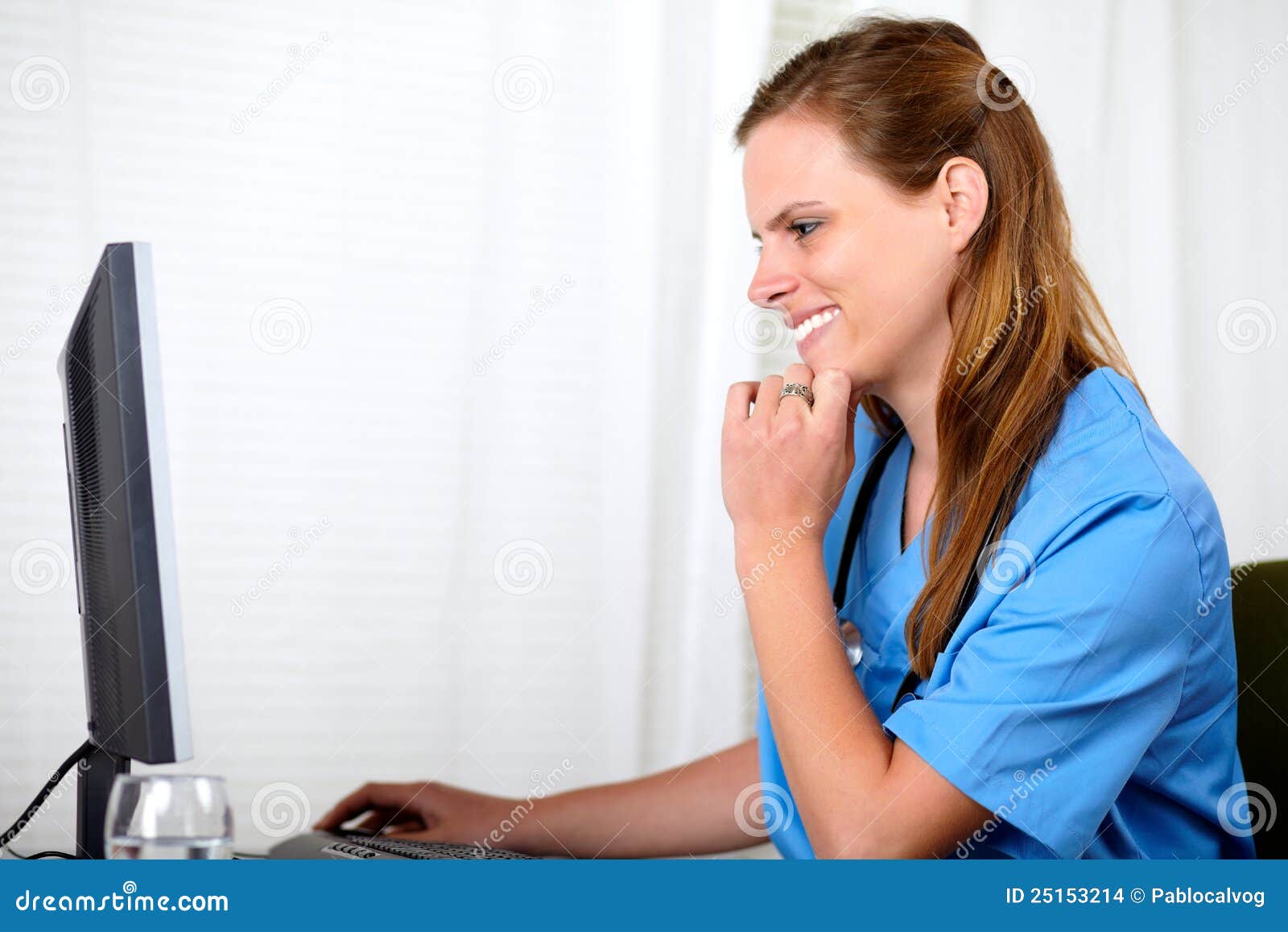 Beautiful Blonde Nurse Working Stock Photo - Image of office, care ...