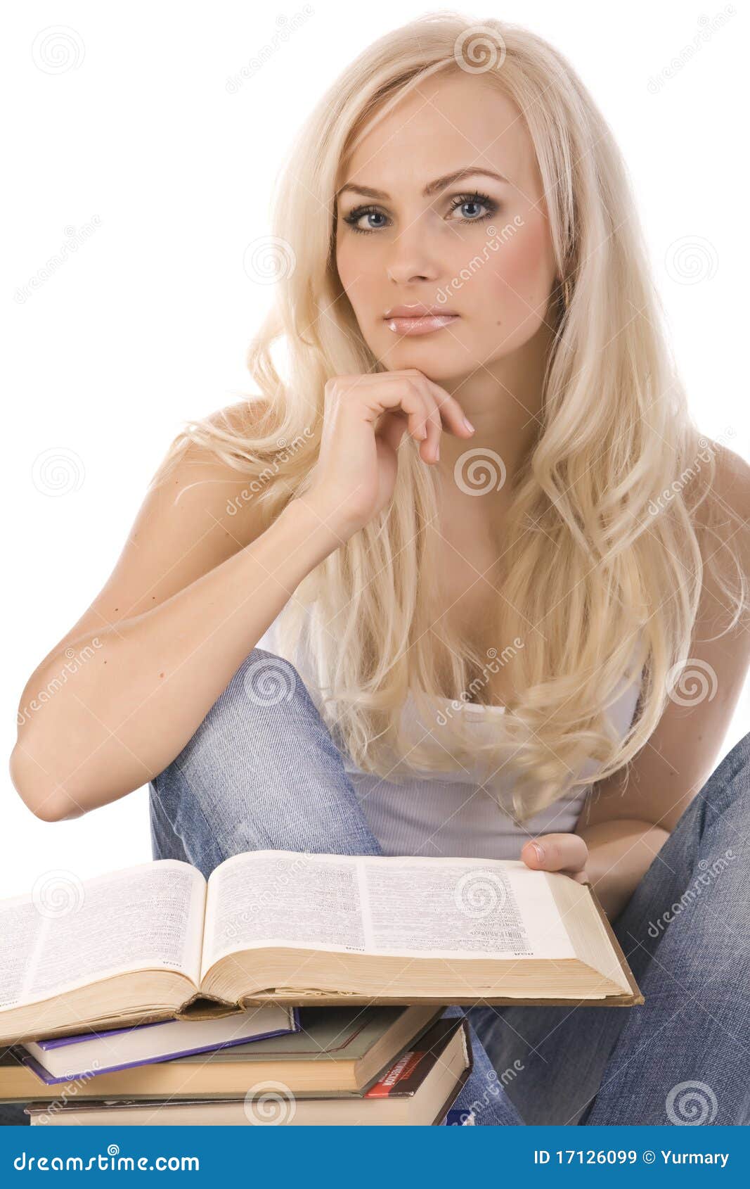 Beautiful Blonde Reads Books Stock Image Image Of Literature Cute