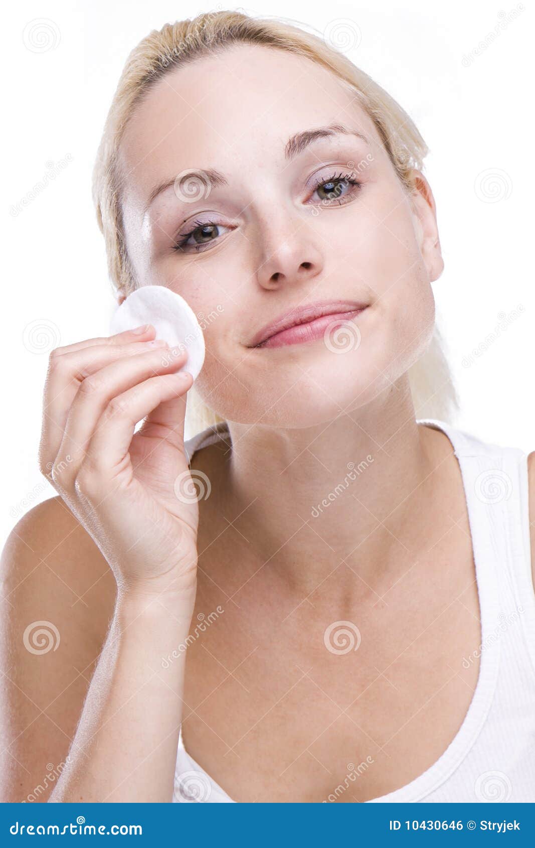 Beautiful Blonde Removing Make-up Stock Photo - Image of hand, cleanser ...