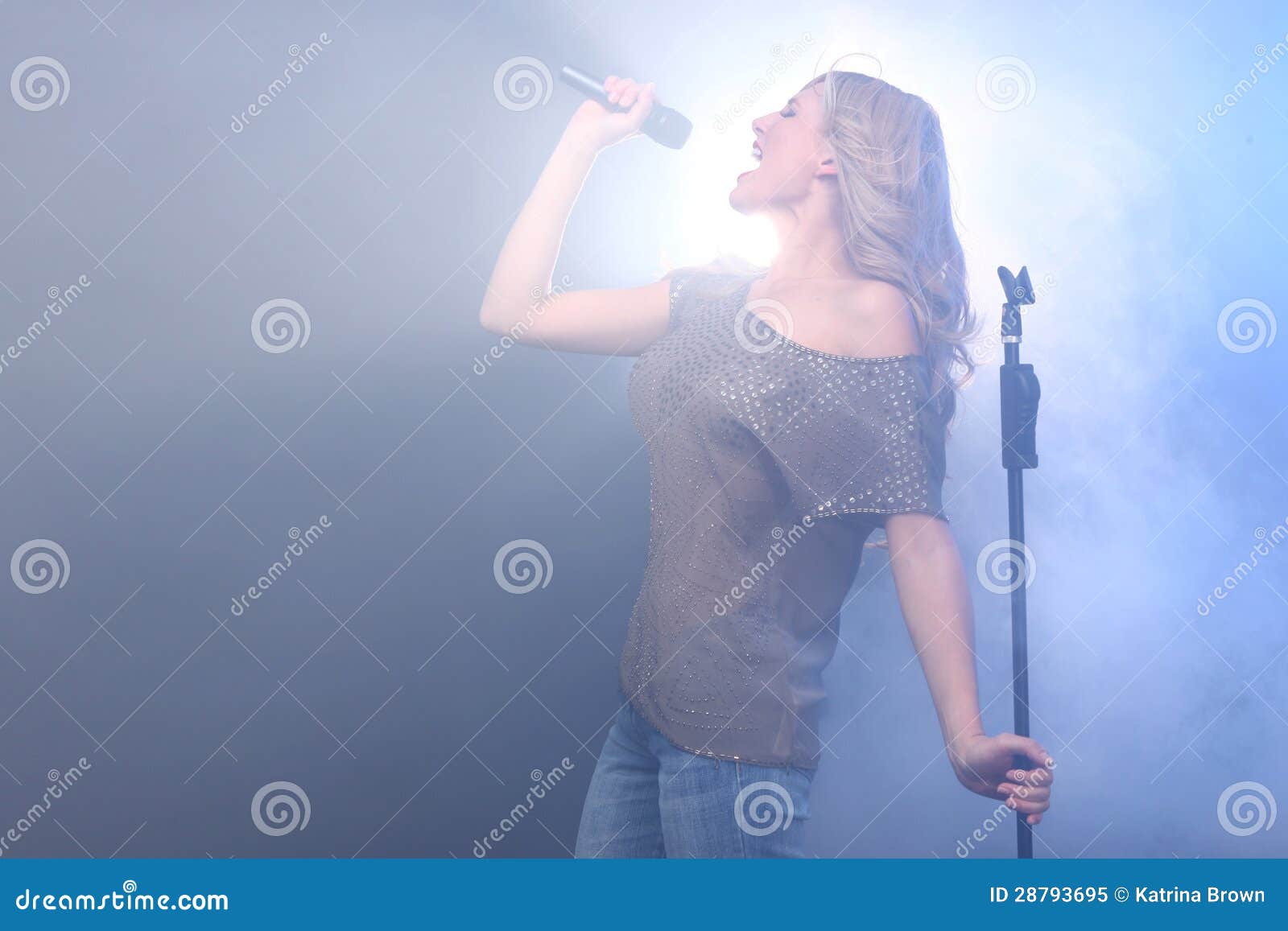 Beautiful Blonde Rock Star on Stage Singing Stock Image - Image of rock ...