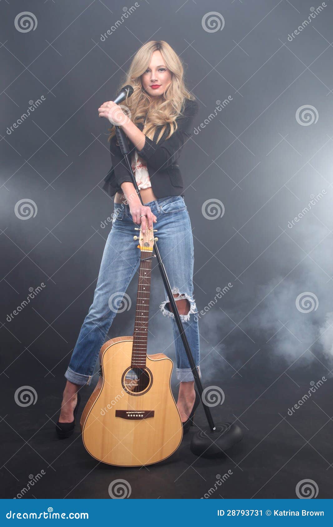Beautiful Blonde Rock Star on Stage Singing Stock Image - Image of ...