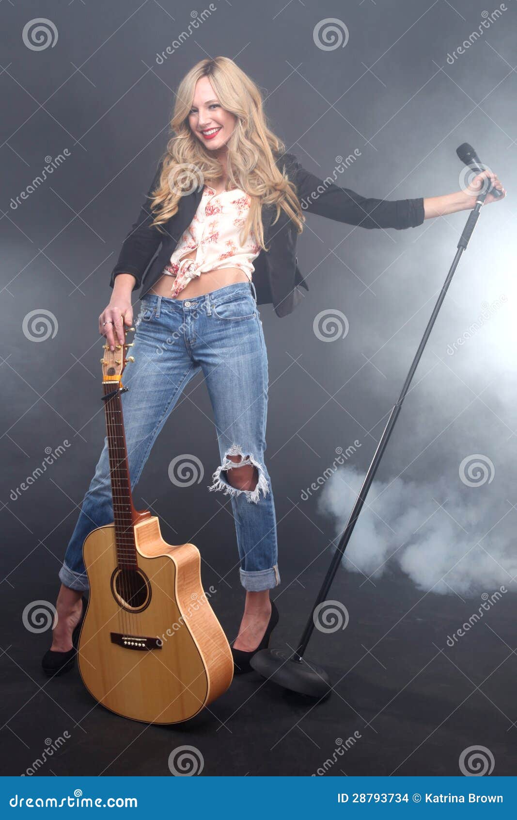Beautiful Blonde Rock Star on Stage Singing Stock Photo - Image of ...
