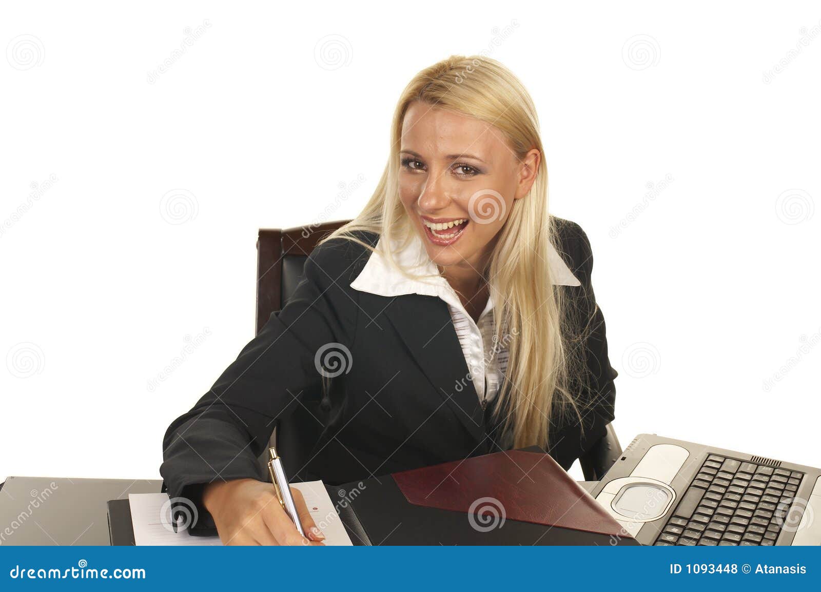 Beautiful Blonde Signing Contract Stock Photo - Image of money ...
