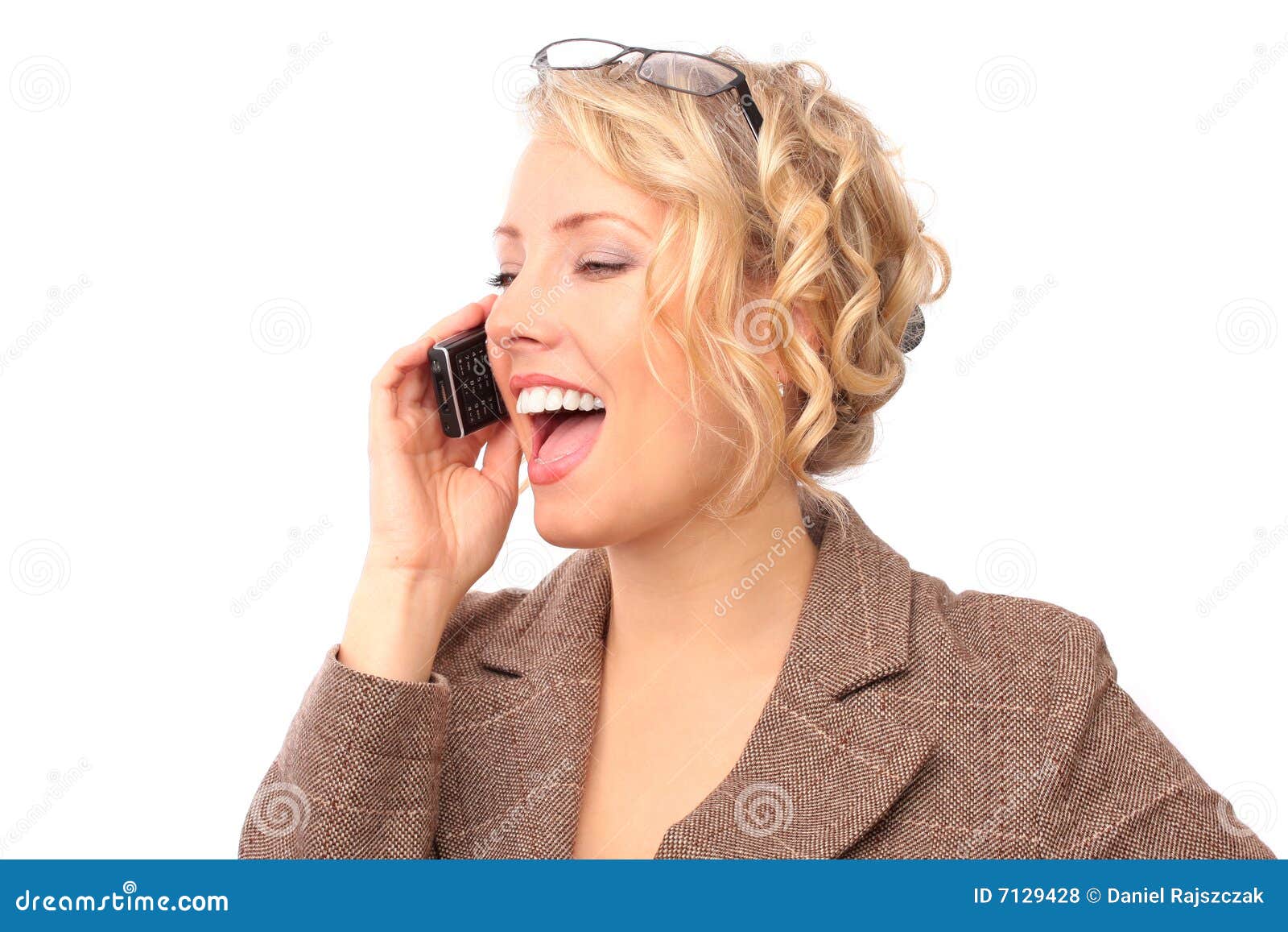 The Beautiful Blonde with Telephone Stock Photo - Image of friendly ...