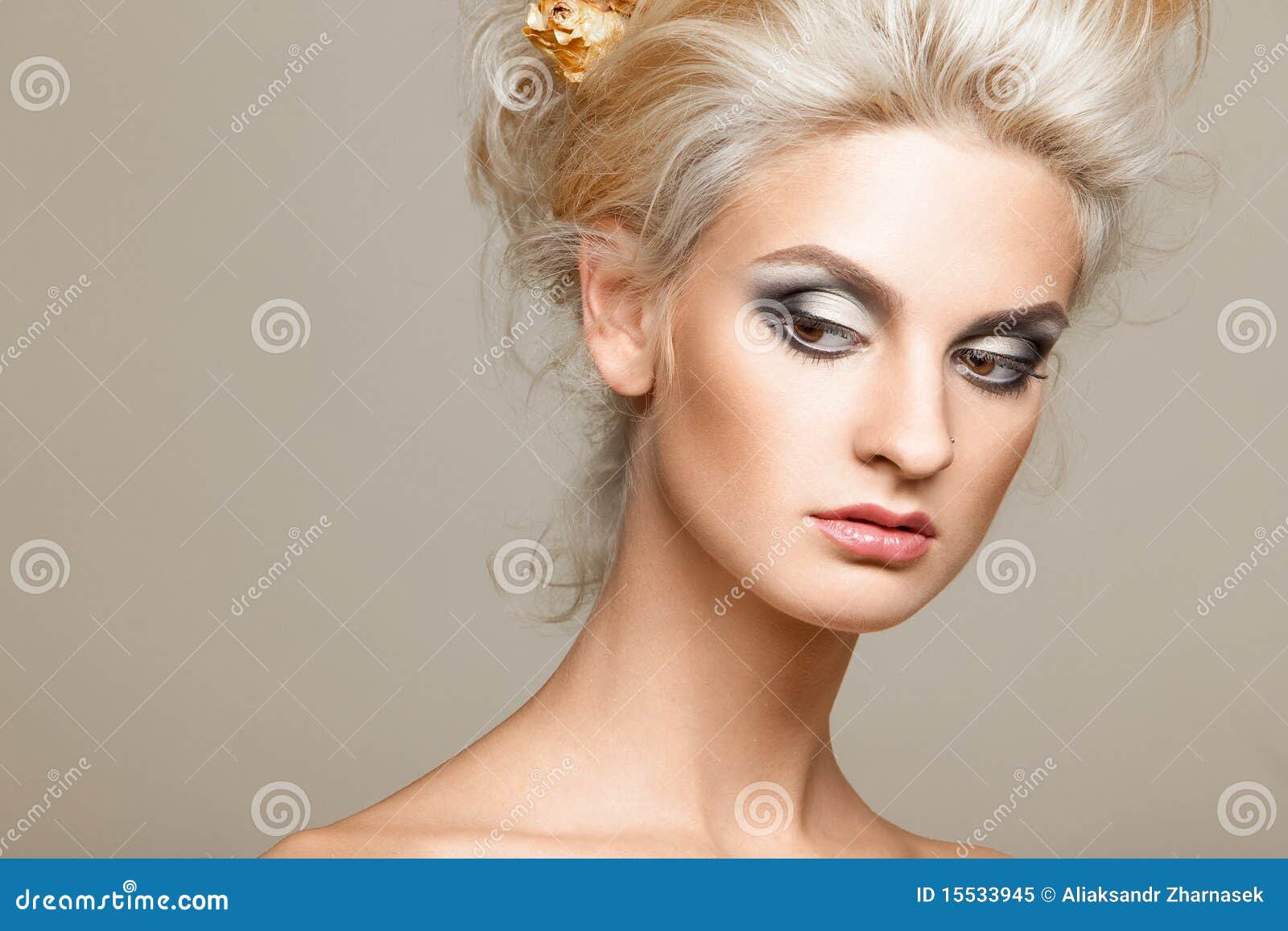 Beautiful Blonde on the White Background Stock Image - Image of ...
