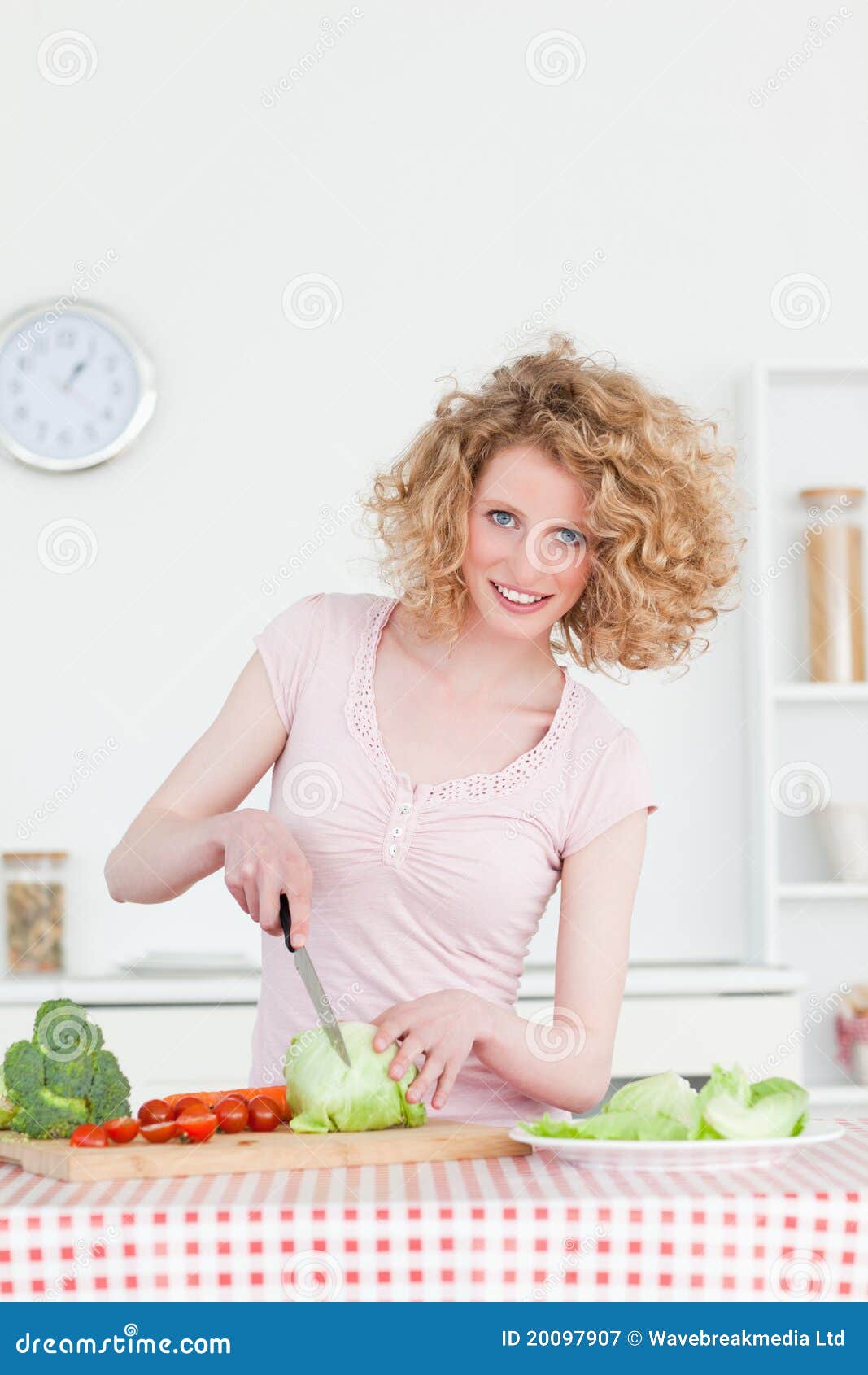 Beautiful Blonde Woman Cooking Stock Image - Image of happy, board ...