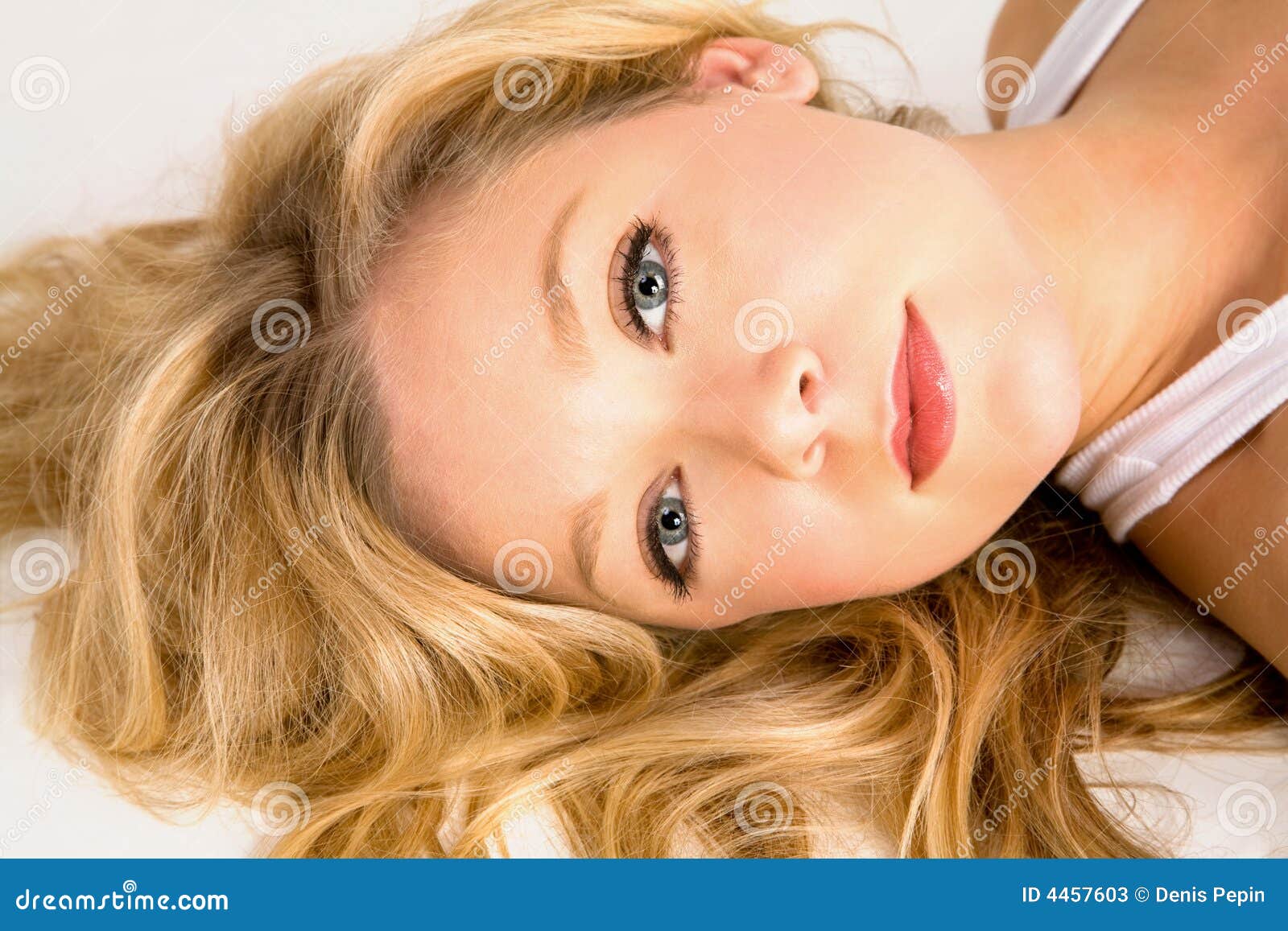 Beautiful Blonde Woman Laying Down Stock Image - Image of people, lips ...