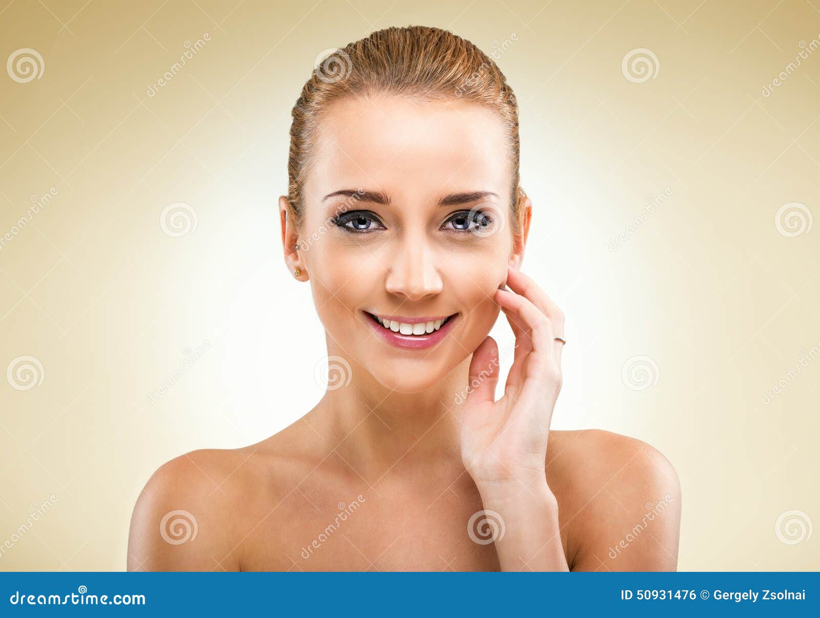 Beautiful Blonde Woman Looking Camera Stock Photo - Image of flawless ...