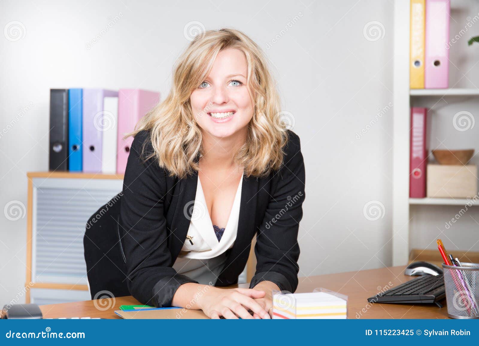 Blonde Young Business Woman in Office Working Stock Image - Image of ... Blonde Young Business Woman in Office Working Stock Image - Image of ...