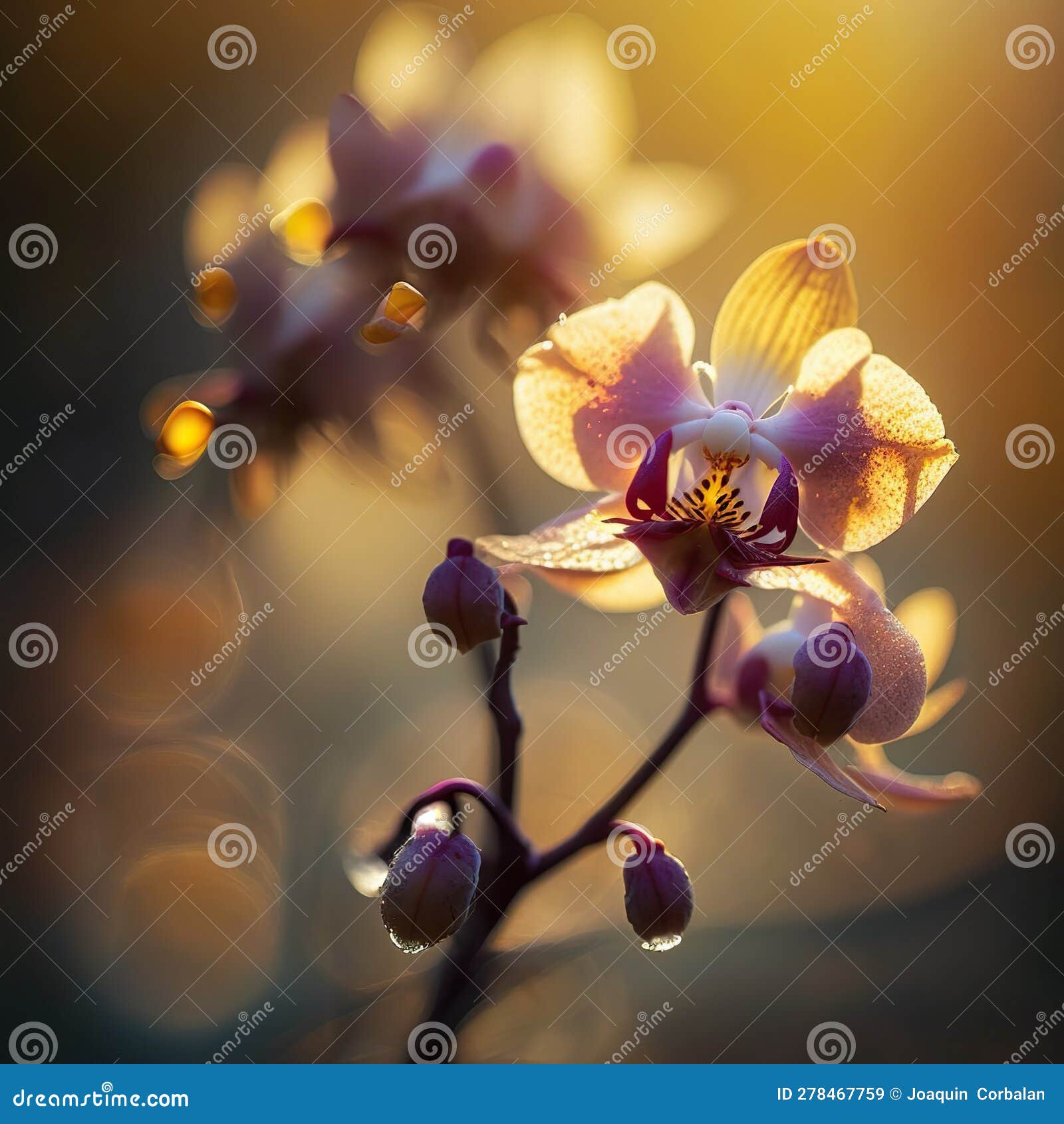 Beautiful Blooming Orchids at Sunset with Back Sunlight. Ai Generated ...