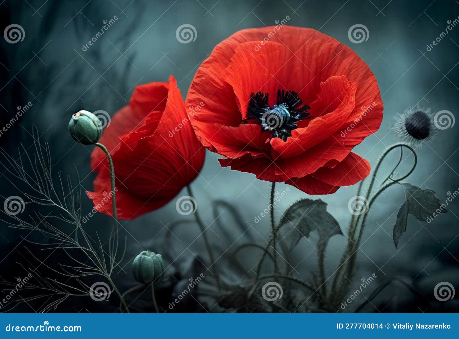 Beautiful Blooming Poppy on a Dark Background. Genarated AI Stock Photo ...