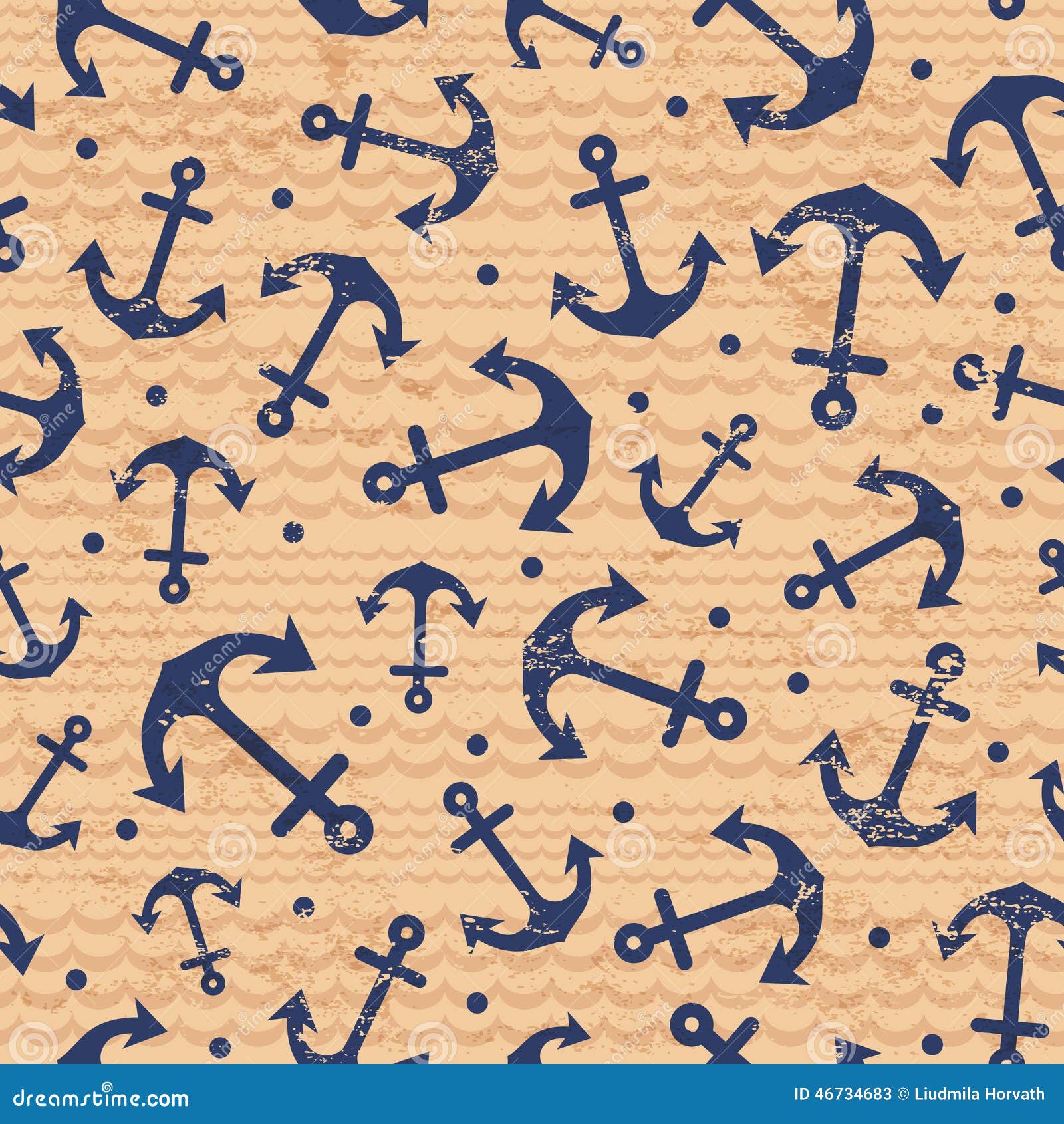 Beautiful Blue Anchor Seamless Pattern for Your Stock Vector ...