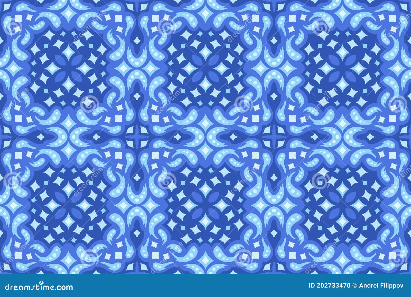 Beautiful Blue Art with Starry Seamless Pattern Stock Vector ...