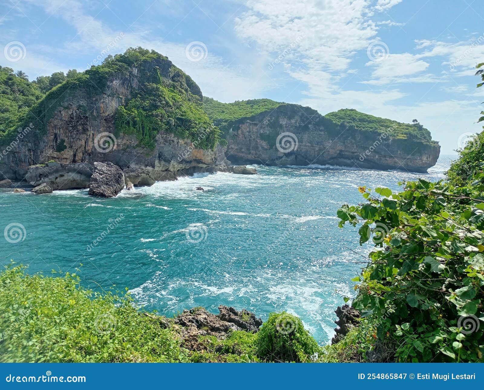 Beautiful blue beach stock image. Image of island, hill - 254865847
