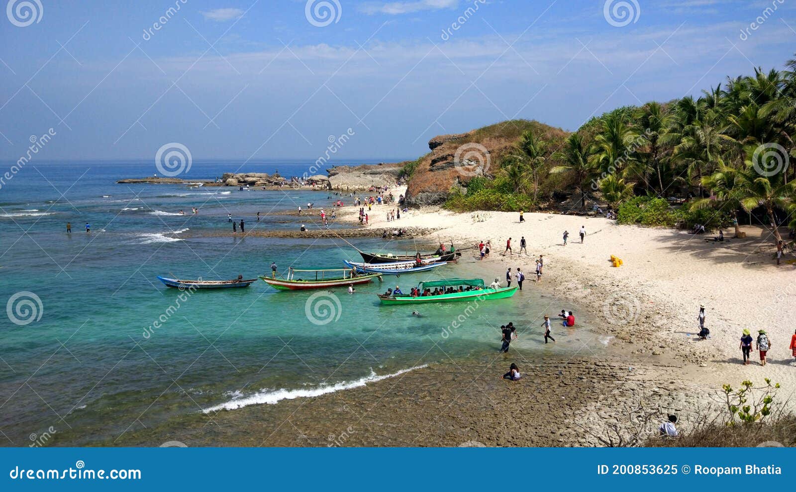 Beautiful Blue Beach Side with People Editorial Image - Image of summer ...