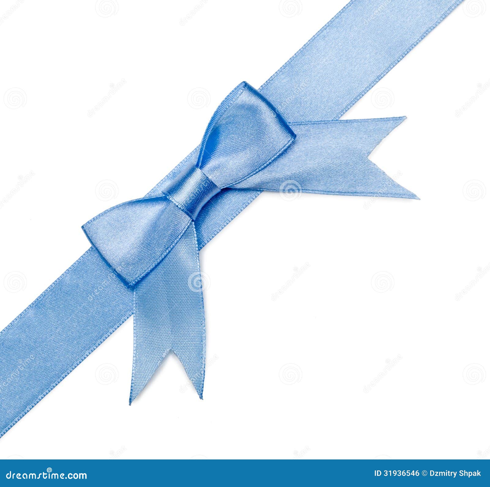 Beautiful Blue Bow on White Background Stock Photo - Image of view ...