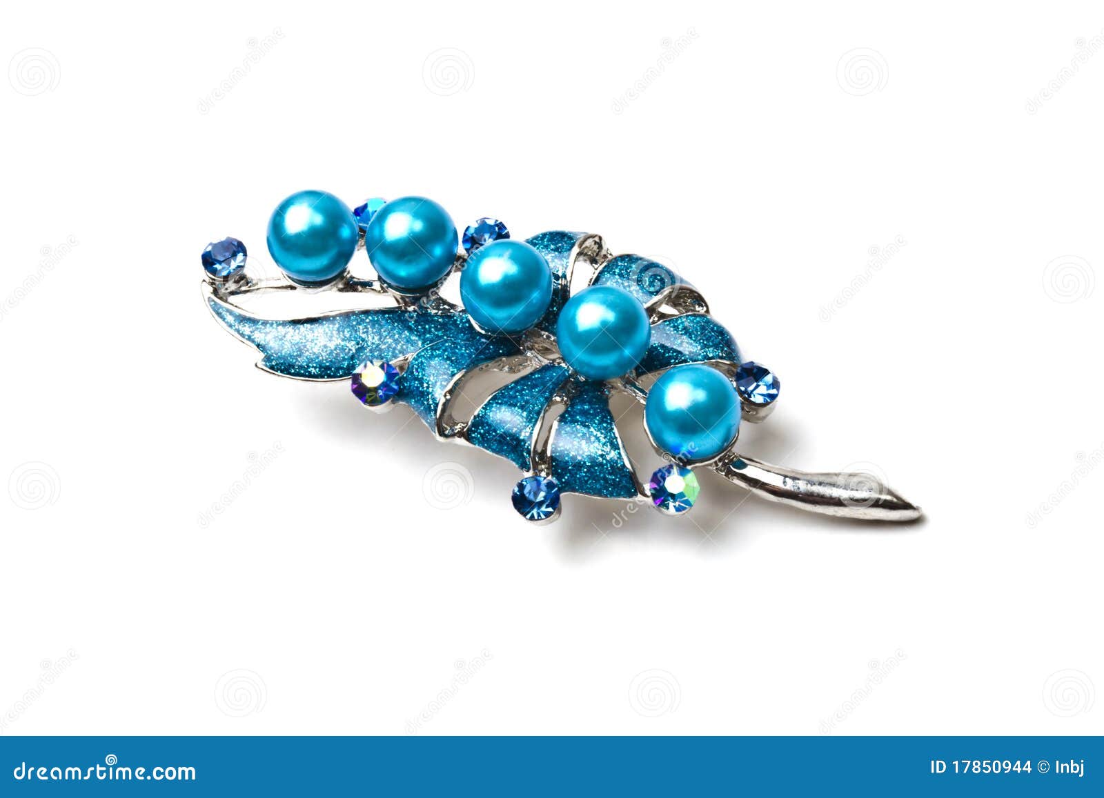 Beautiful Blue Brooch Isolated on White Stock Photo - Image of color ...