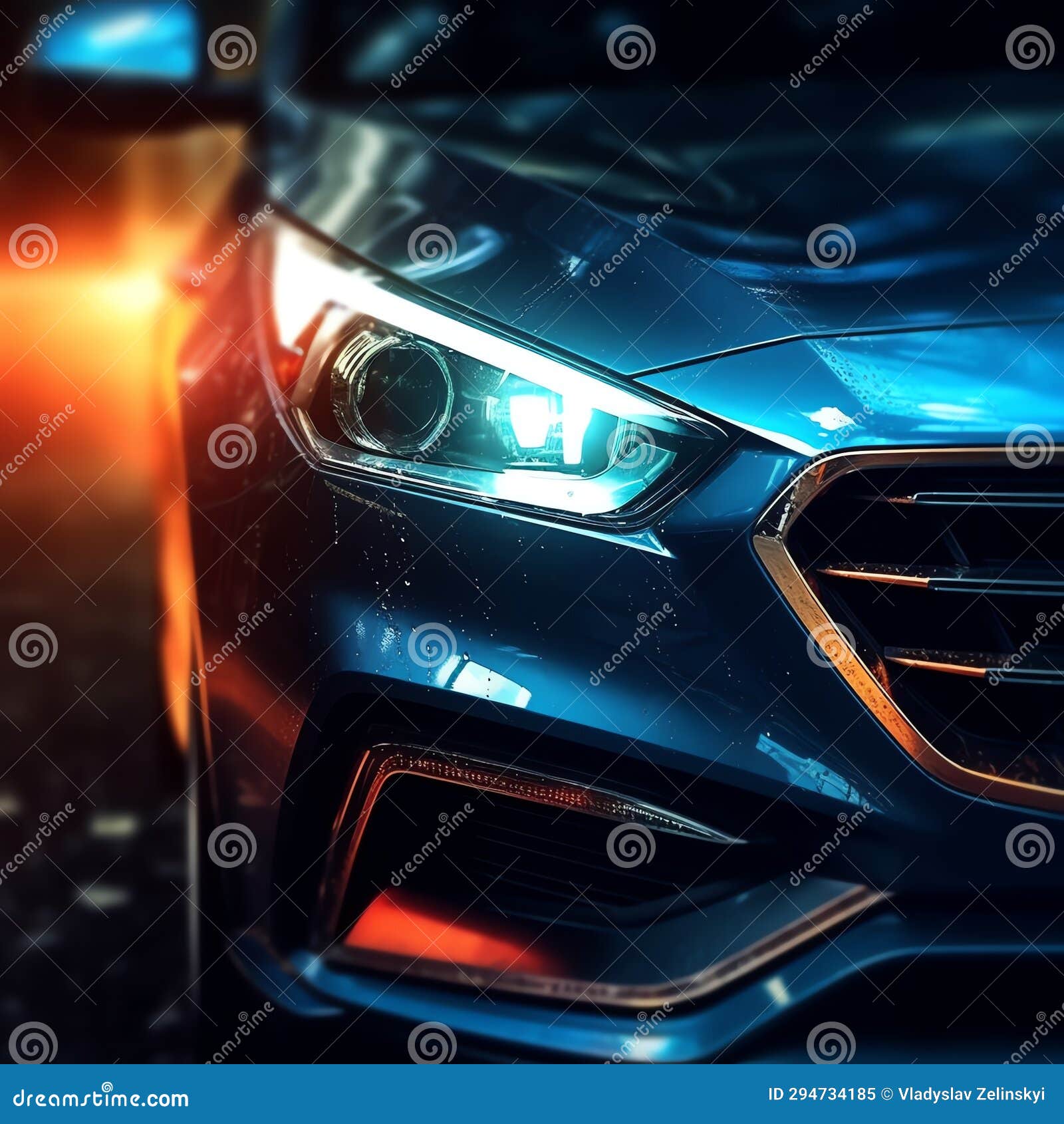 Beautiful Blue Car Front View Stock Image - Image of screenshot ...