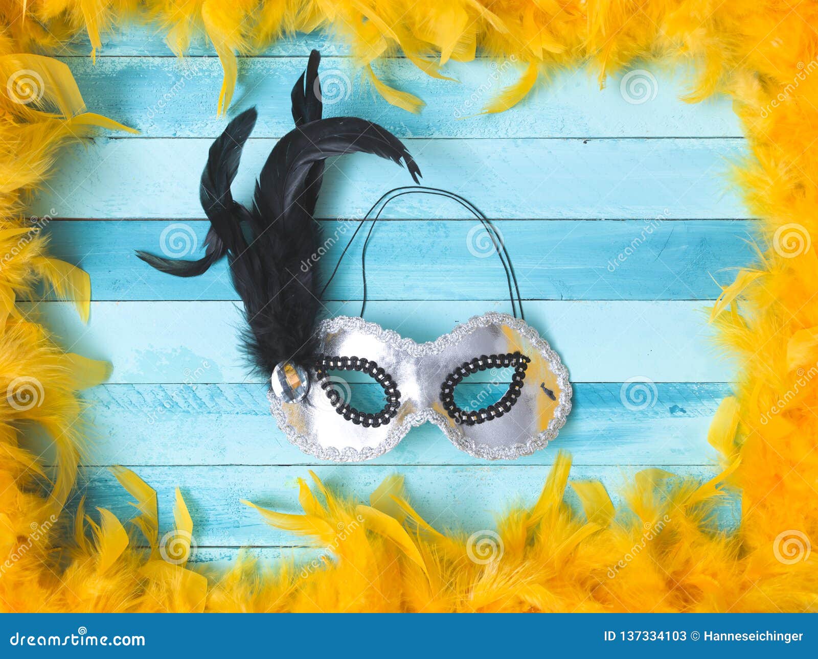 Blue Carnival Background with Yellow Feathers Stock Image - Image of ...