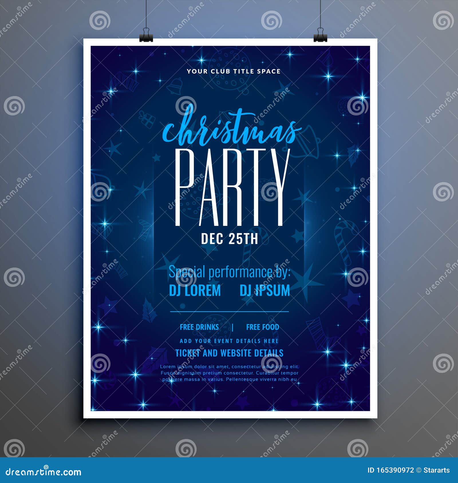 Beautiful Blue Christmas Party Sparkle Flyer Design Stock Vector ...