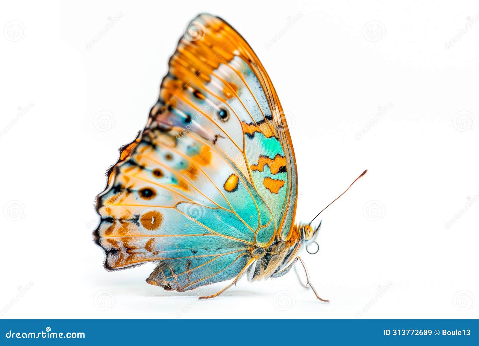 Beautiful Blue Copper Butterfly Isolated on a White Background with ...
