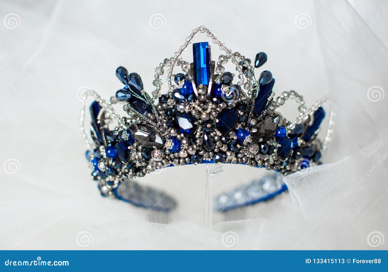 Beautiful Blue Crown on a Grey Background Stock Illustration ...