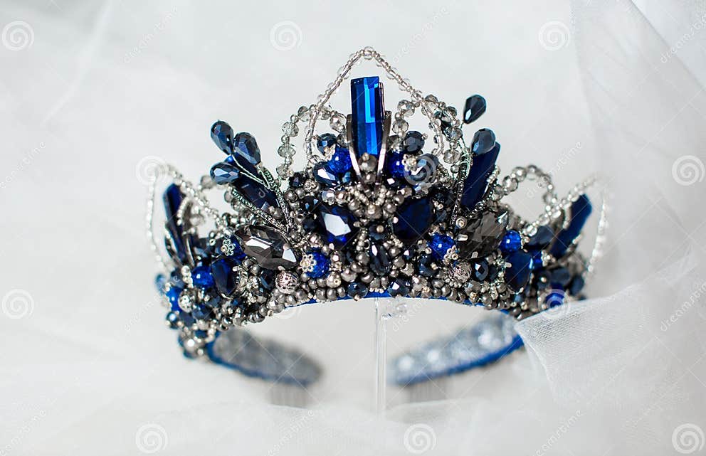 Beautiful Blue Crown on a Grey Background Stock Illustration ...