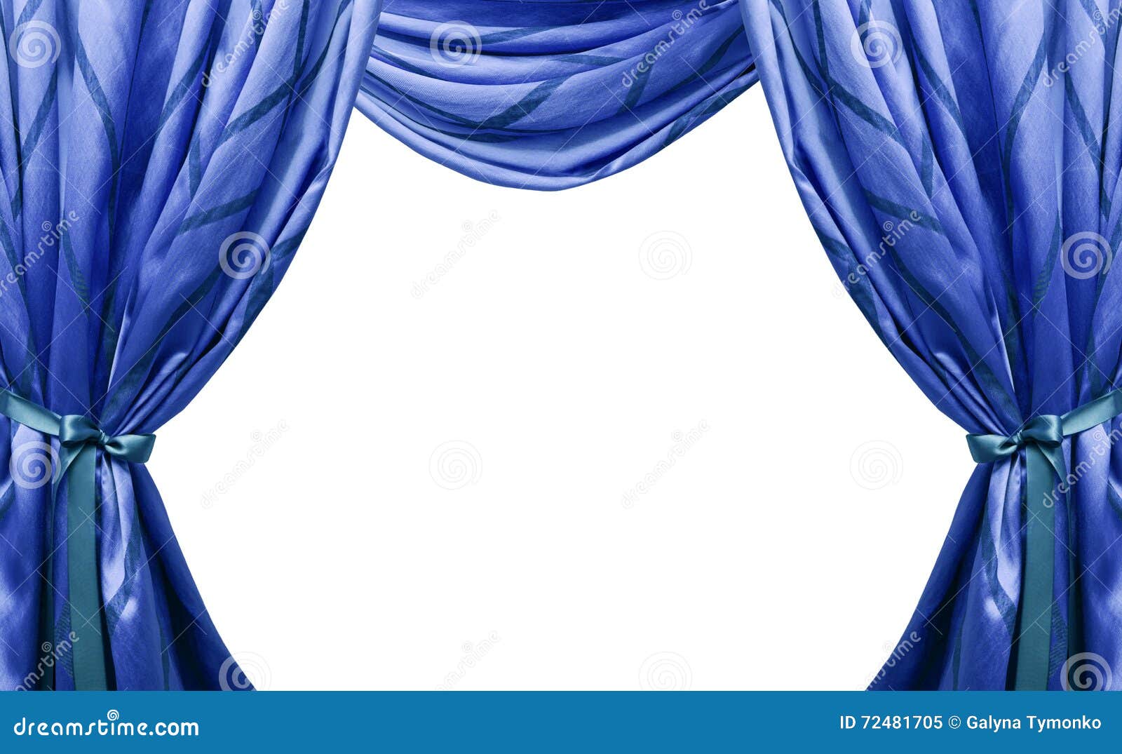 Beautiful Blue Curtains Isolated on White Background Stock Image ...