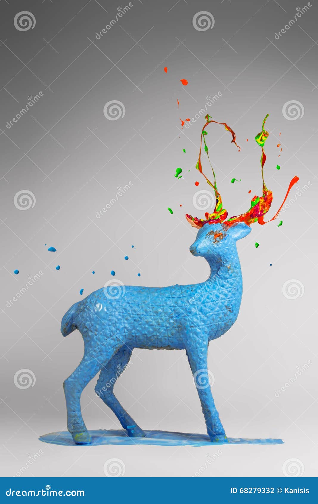 Beautiful Blue Deer with Magic Horns Stock Illustration - Illustration ...