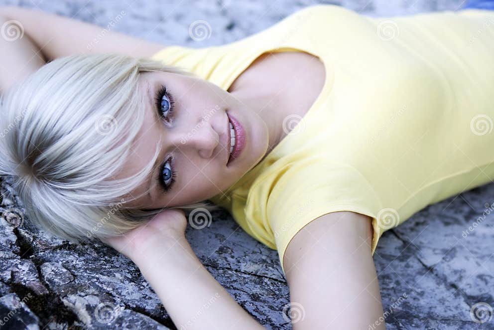 Beautiful Blue Eyed Blond Woman Stock Image Image Of Nature Lying