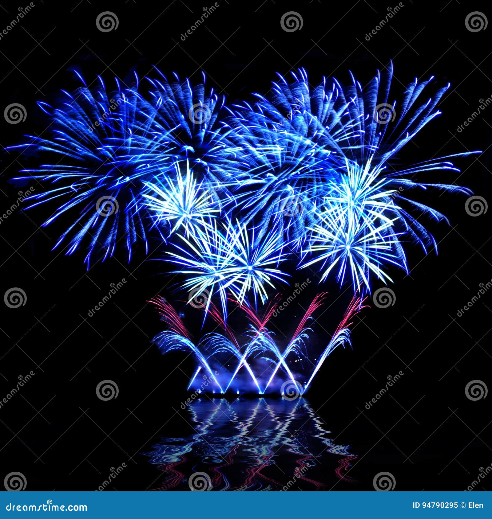 Beautiful Blue Firework in a Night Sky Stock Image - Image of ...