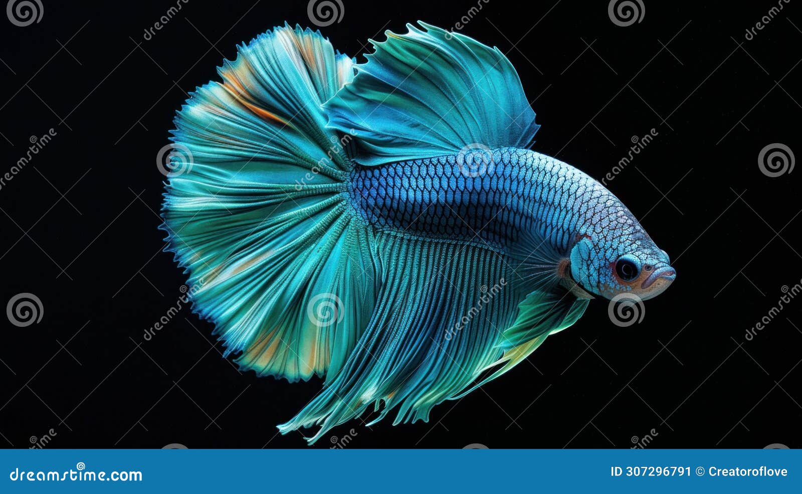 Beautiful Blue Fish on Black Background Stock Illustration ...