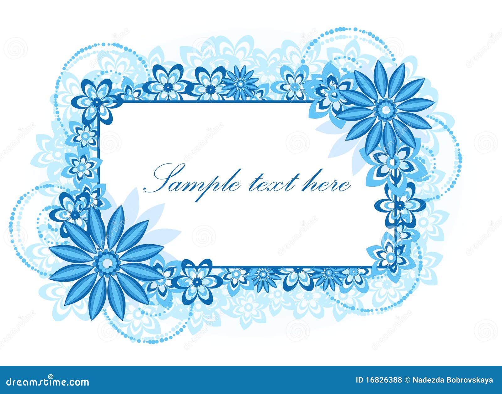 Beautiful Blue Floral Frame Stock Vector - Illustration of beautiful ...