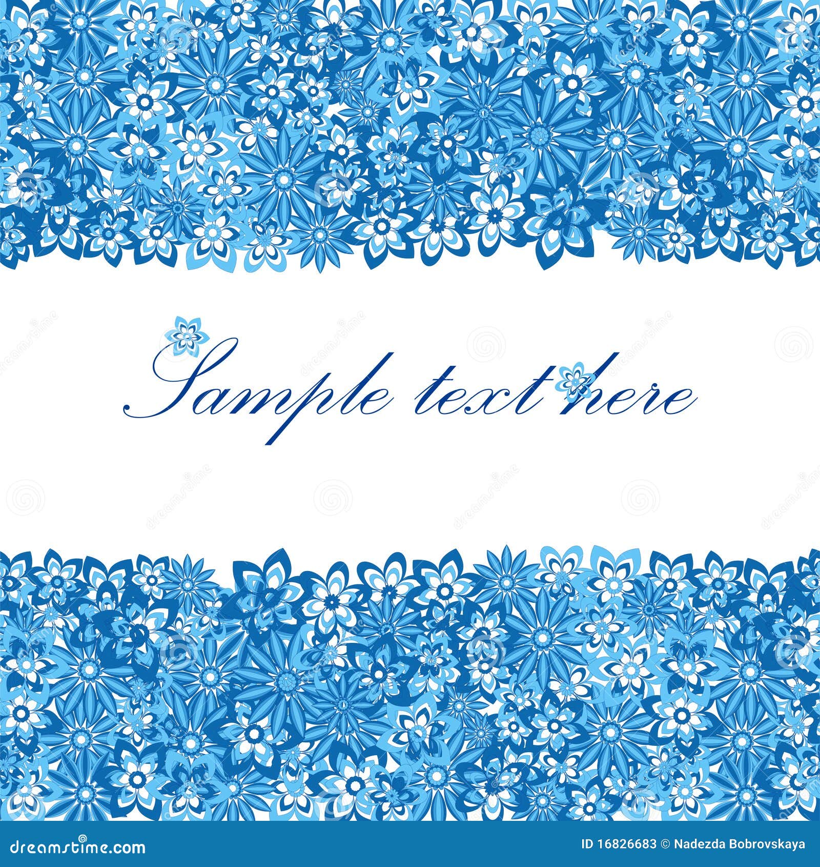 Beautiful Blue Floral Frame Stock Vector - Illustration of frame, green ...