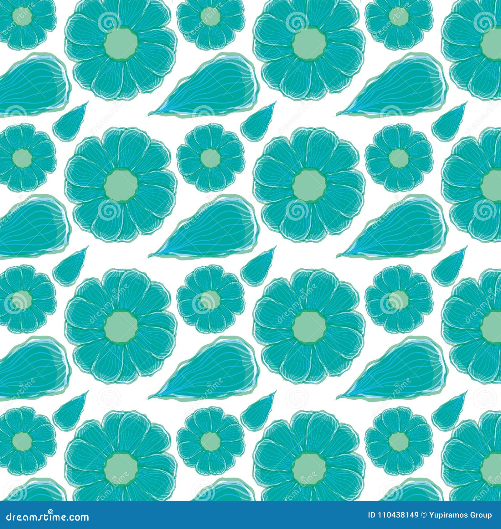 Beautiful Blue Flowers Pattern Background Stock Vector - Illustration ...