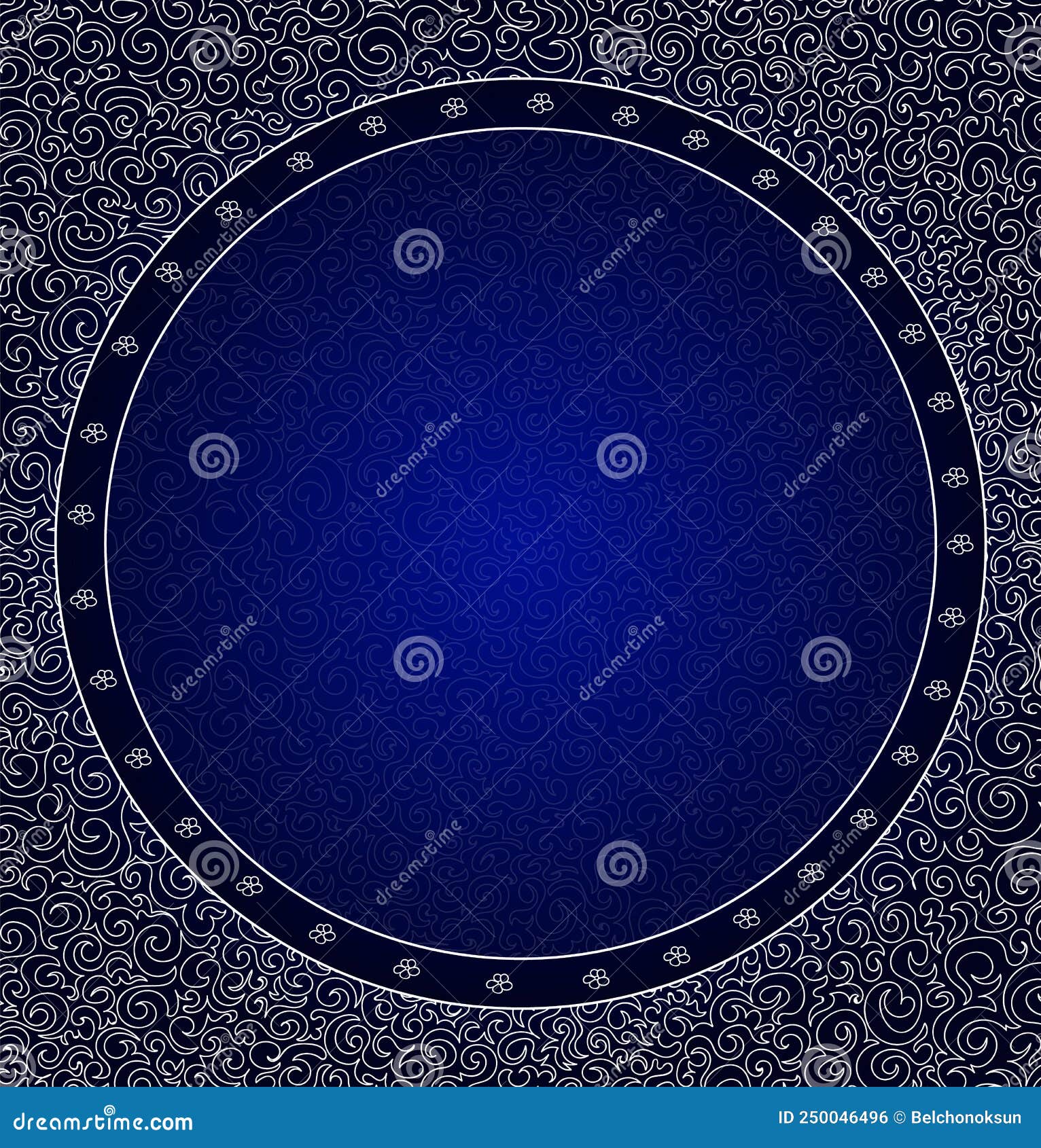 Beautiful Blue Frame with Curling Handwritten Elements. Vector ...