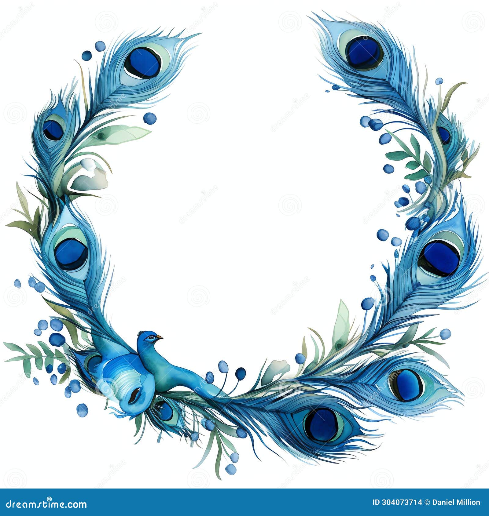 Beautiful Blue Frame Made Of Peacocks Feathers Clipart Illustration ...