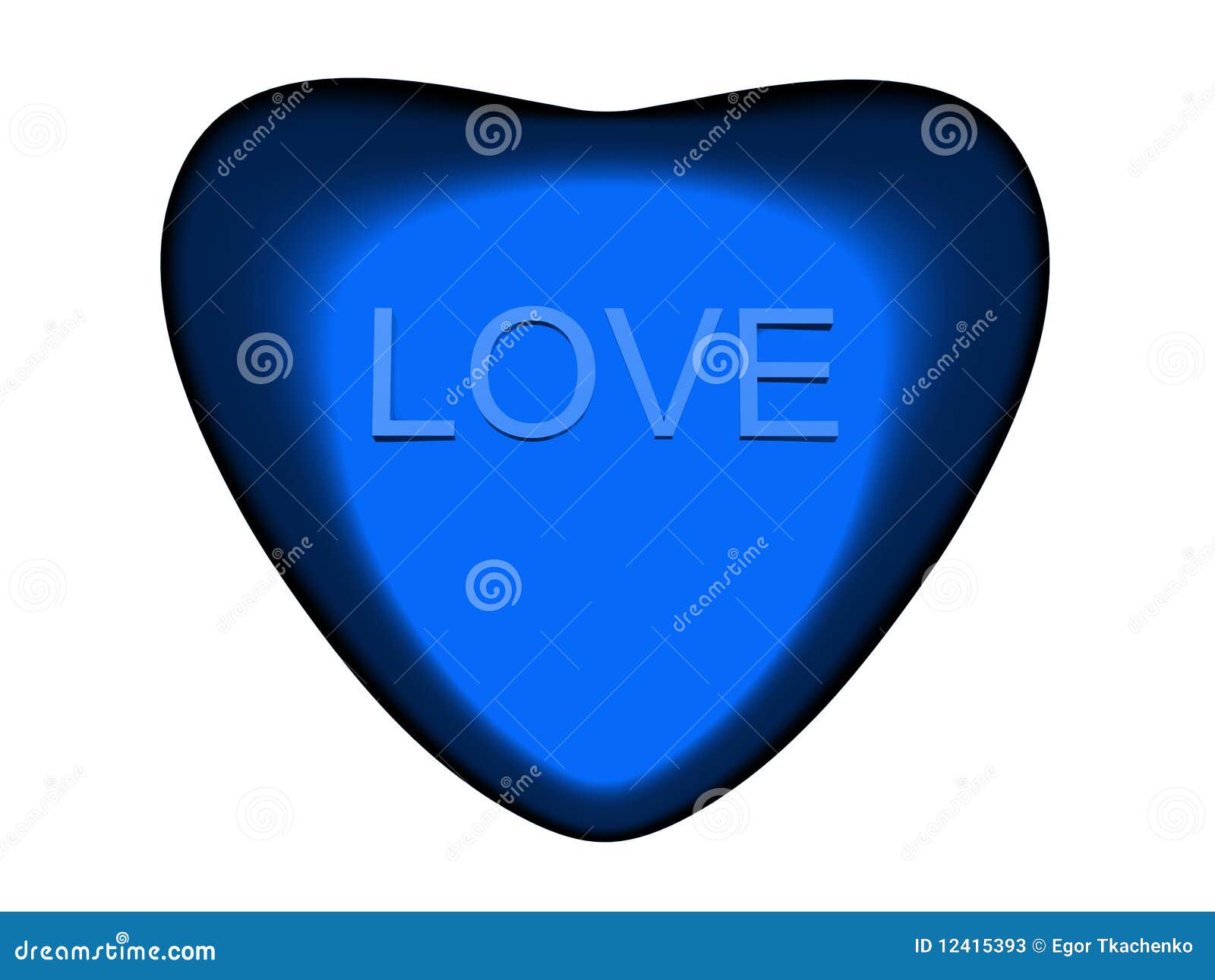 Beautiful Blue Heart with Word LOVE. Stock Illustration - Illustration ...