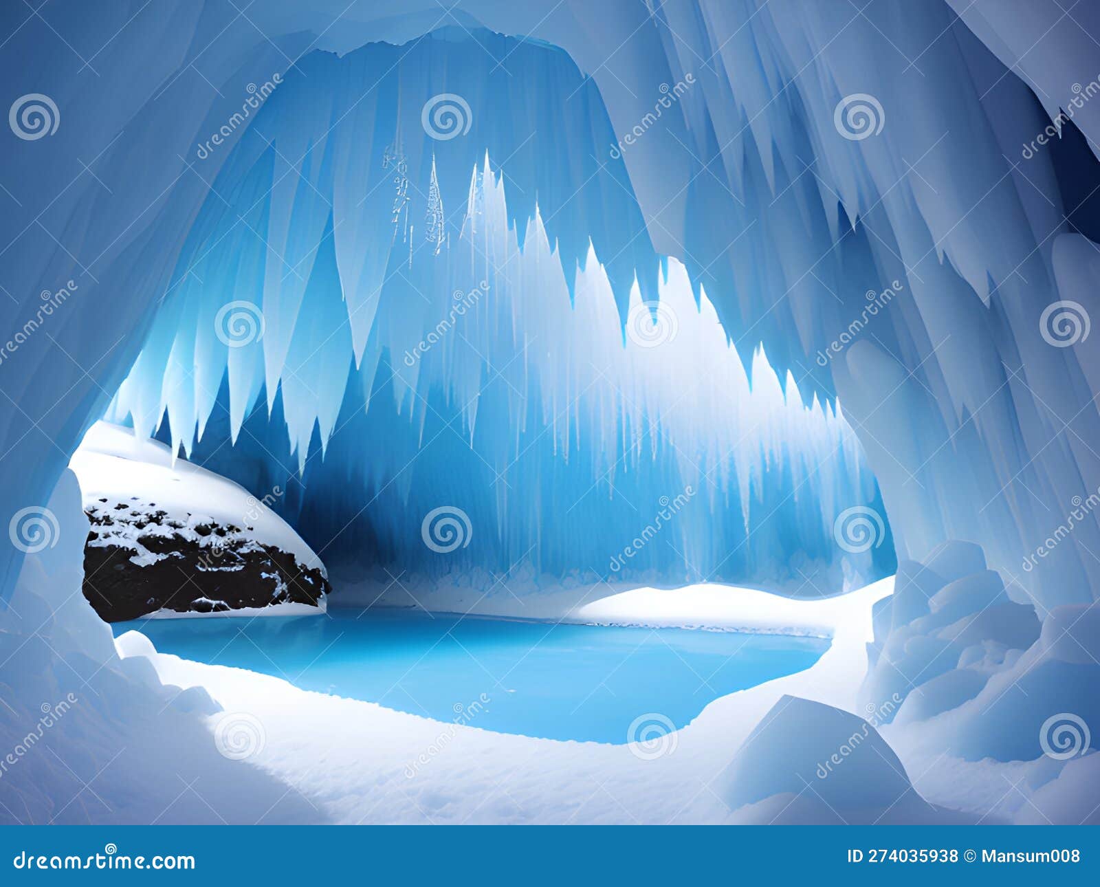 Beautiful Blue Ice Cave Background , AI Generated Stock Illustration ...