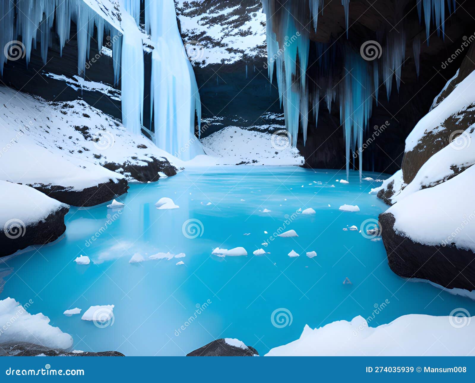 Beautiful Blue Ice Cave Background , AI Generated Stock Illustration ...