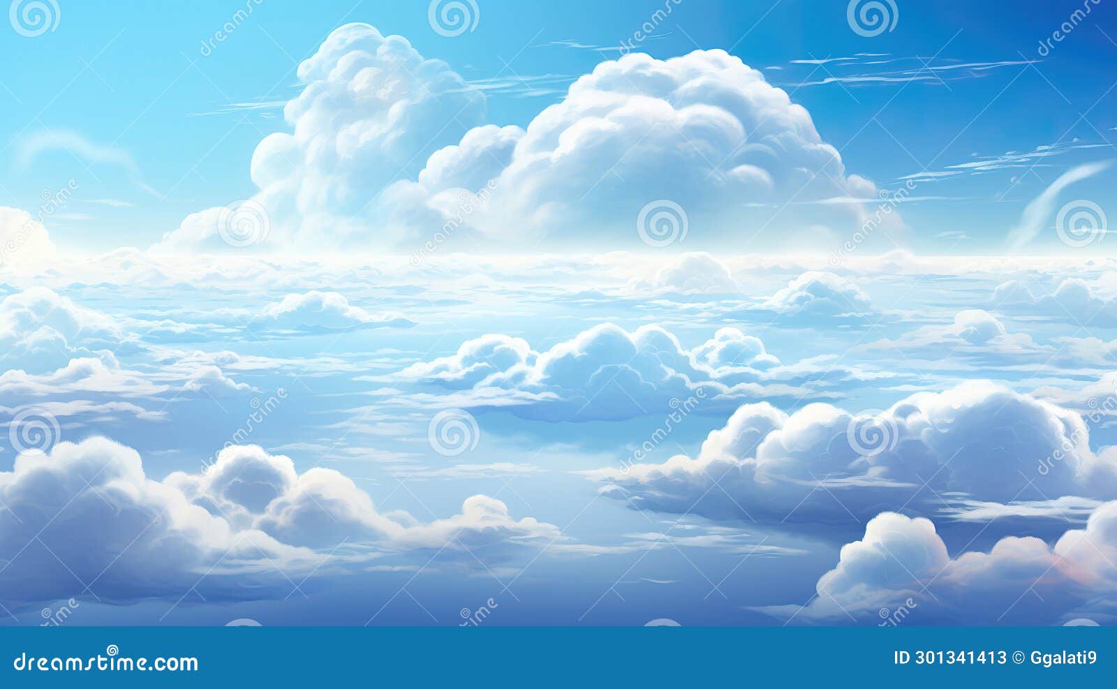 Beautiful Blue Inspired Wallpaper Artwork with Clouds in the Sky Stock ...