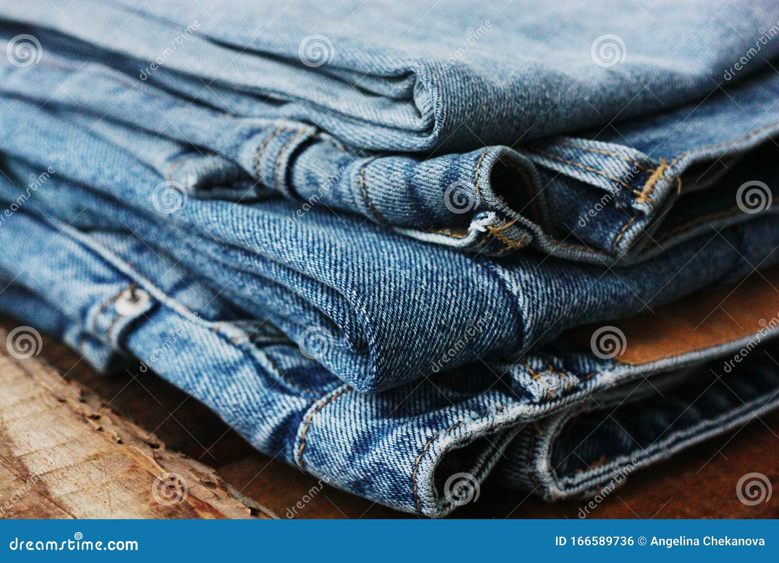 Beautiful Blue Jeans with Pockets Close Up Stock Photo - Image of ...