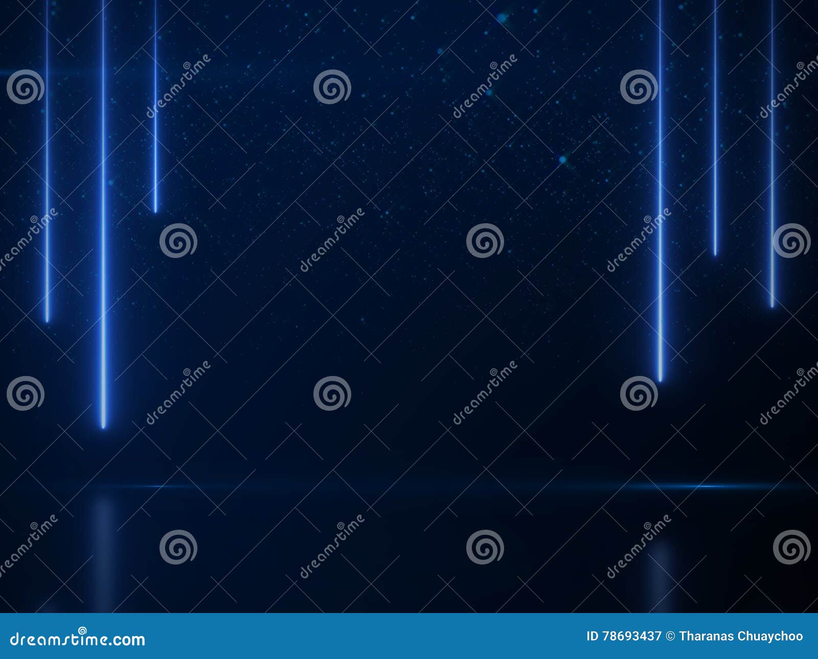 Beautiful Blue Light and Particles with Reflection Stock Illustration ...