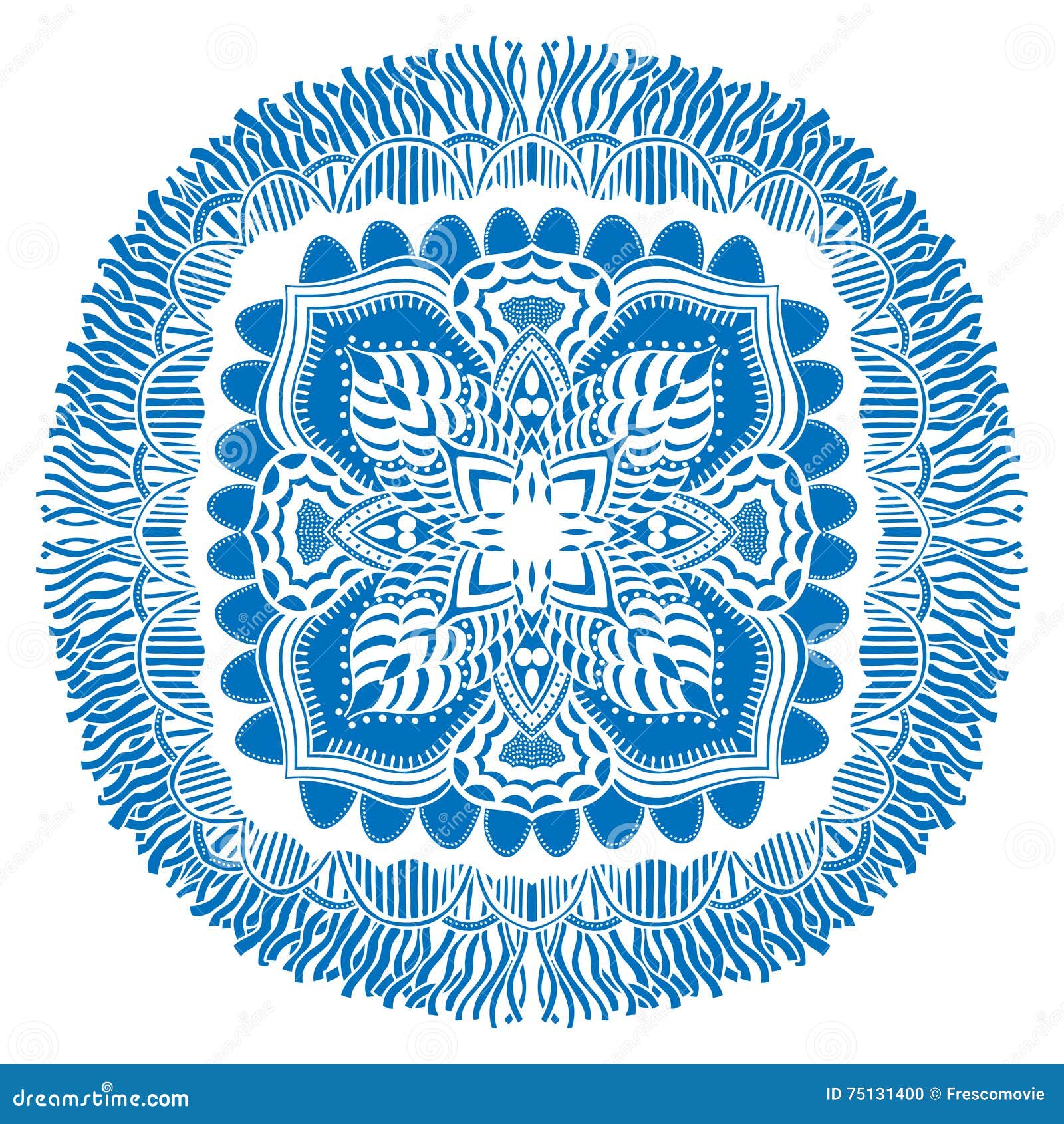 Beautiful blue mandala. stock vector. Illustration of india - 75131400
