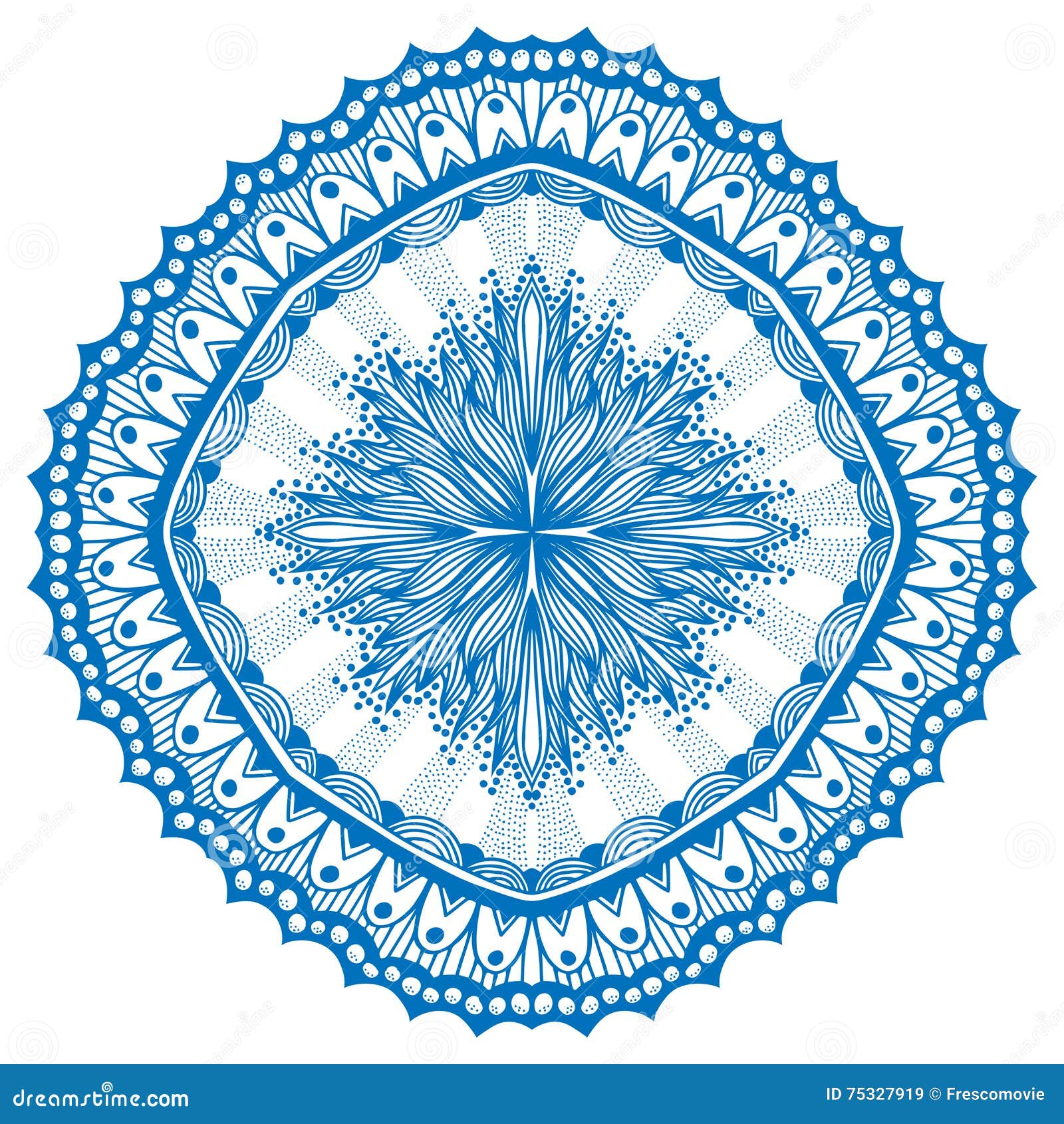 Beautiful blue mandala. stock vector. Illustration of cosmos - 75327919